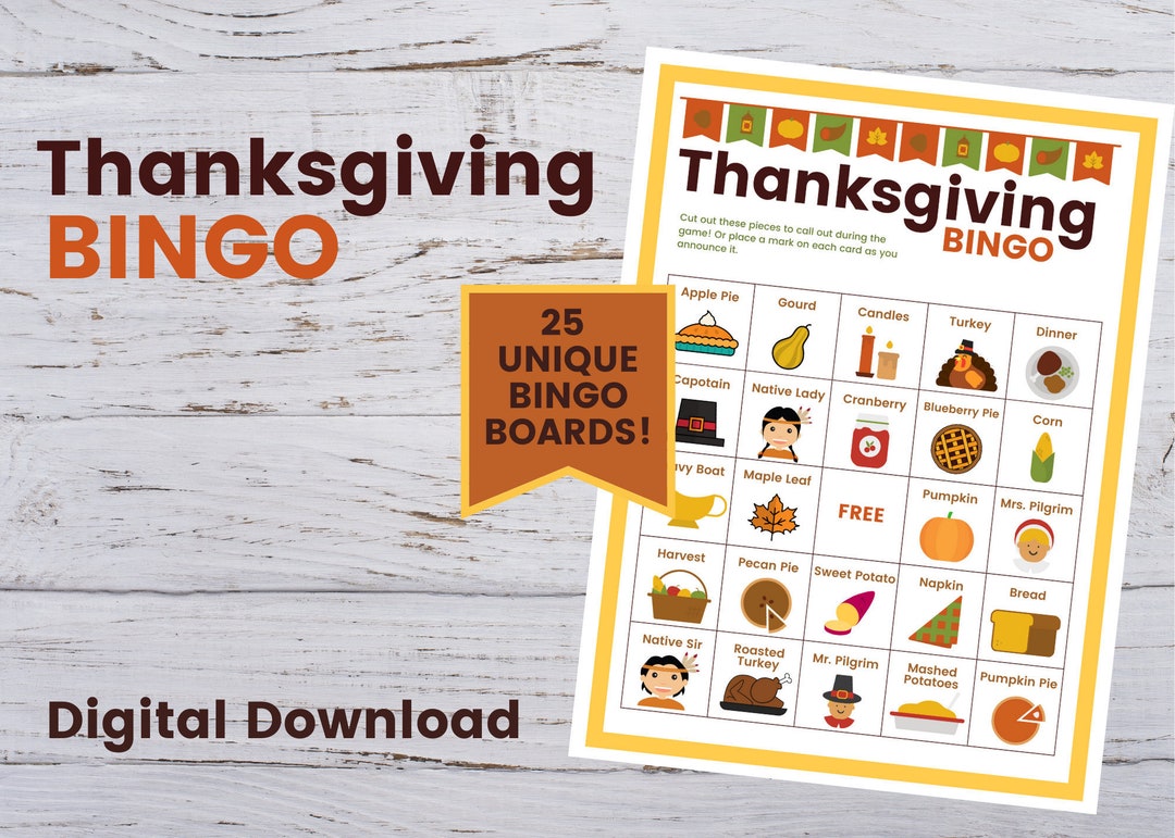 Instant-download Thanksgiving Bingo Game | Kids Thanksgiving Games ...
