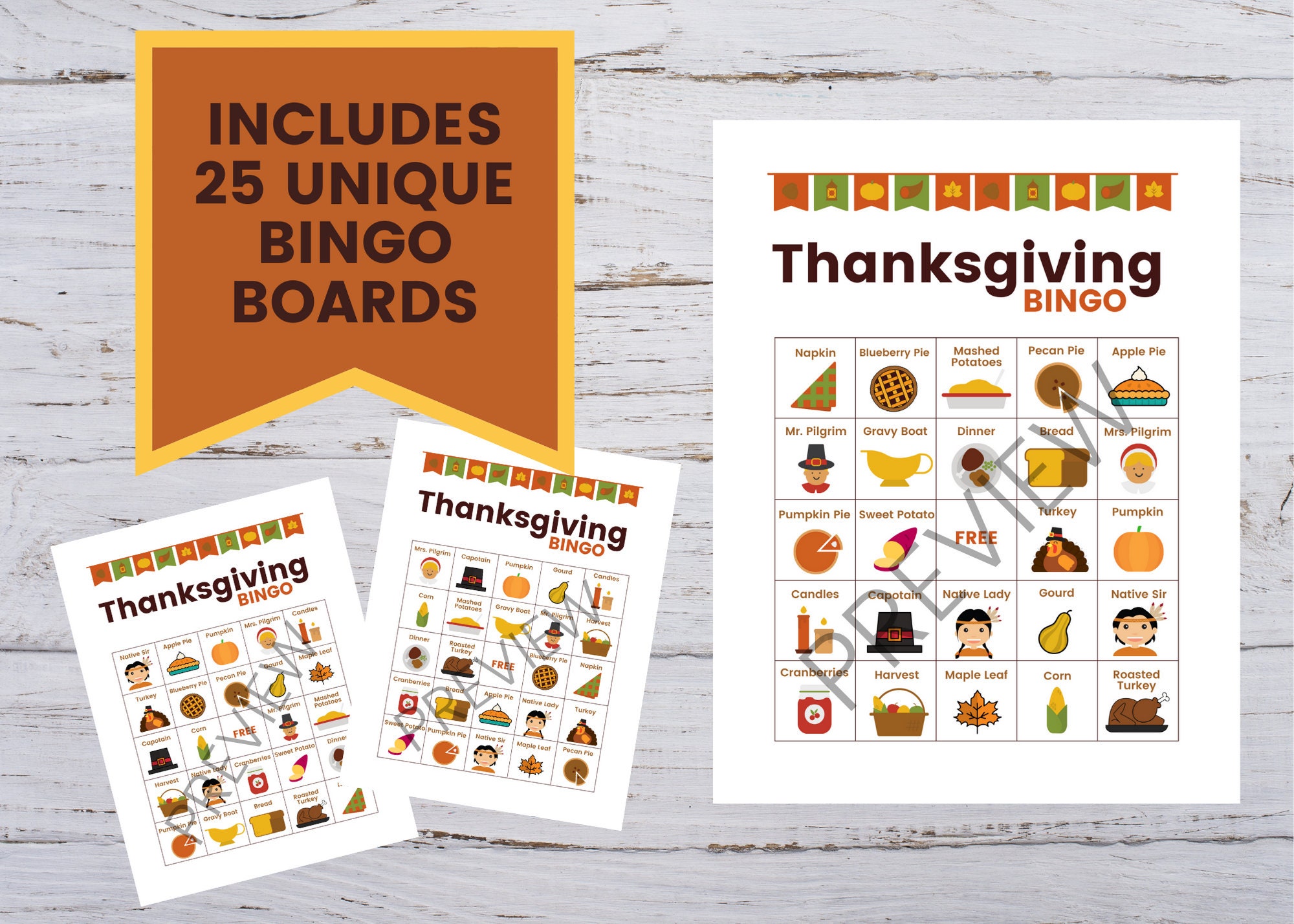 Instant-download Thanksgiving Bingo Game | Kids Thanksgiving Games ...