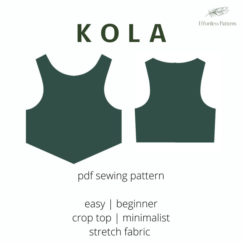 KOLA Crop Triangle Tank Top Sewing Pattern A4 Letter PDF - Etsy