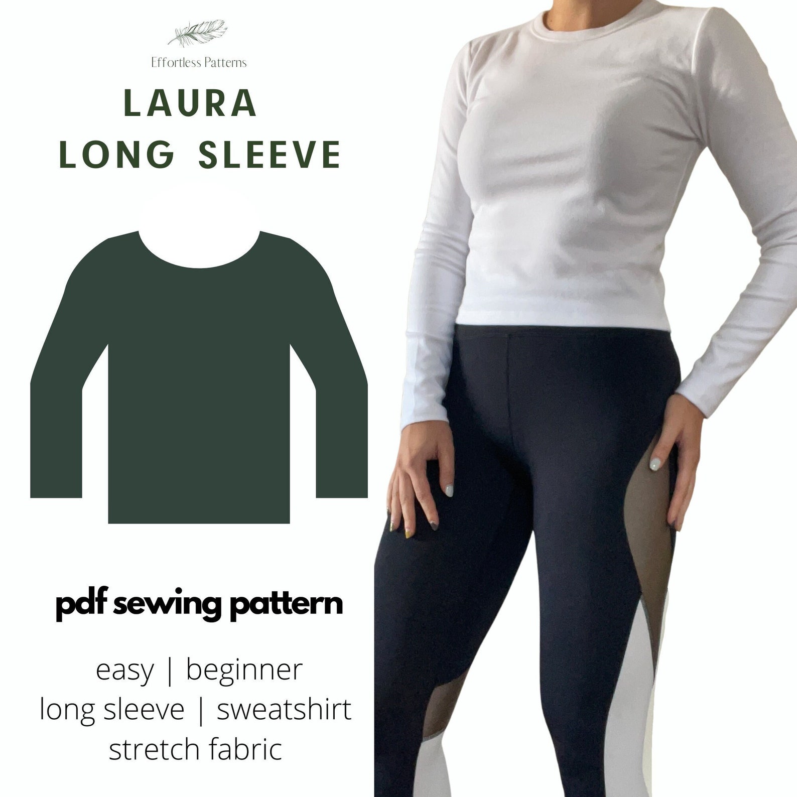 Easy Long Sleeve Shirt Sewing Pattern A4 Letter PDF Download - Etsy