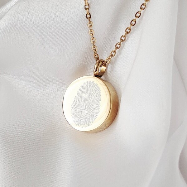 Fingerprint and Urn Memorial Necklace - Etsy