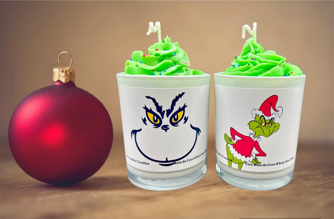 Grinch Candle, Christmas Candle Hand Poured, Christmas Gift Idea, Soy ...