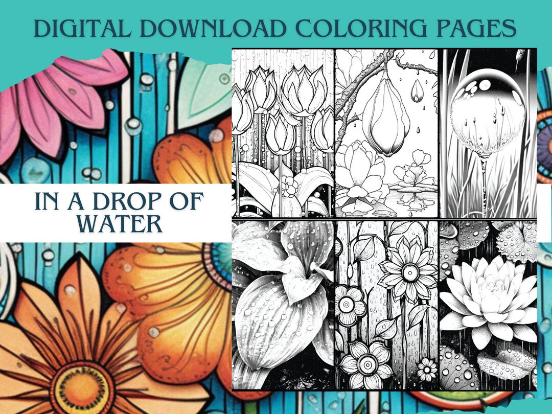 Spring Rain Coloring Pages for Adults and Teens Digital Coloring Page ...