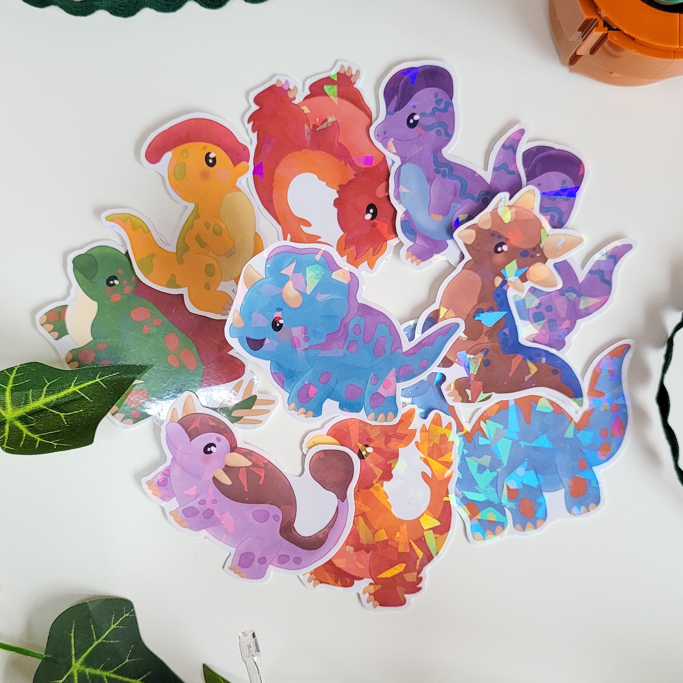 Dinosaur Stickers, Holographic Dinosaur Die Cut Stickers, Cute ...
