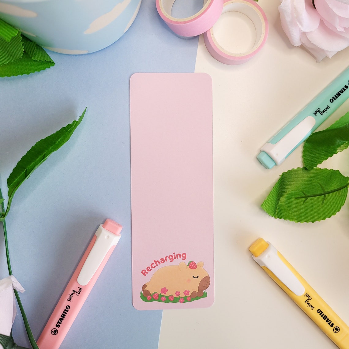 Recharging Capybara Bookmark, Cute Capybara Handmade Bookmark, Book ...
