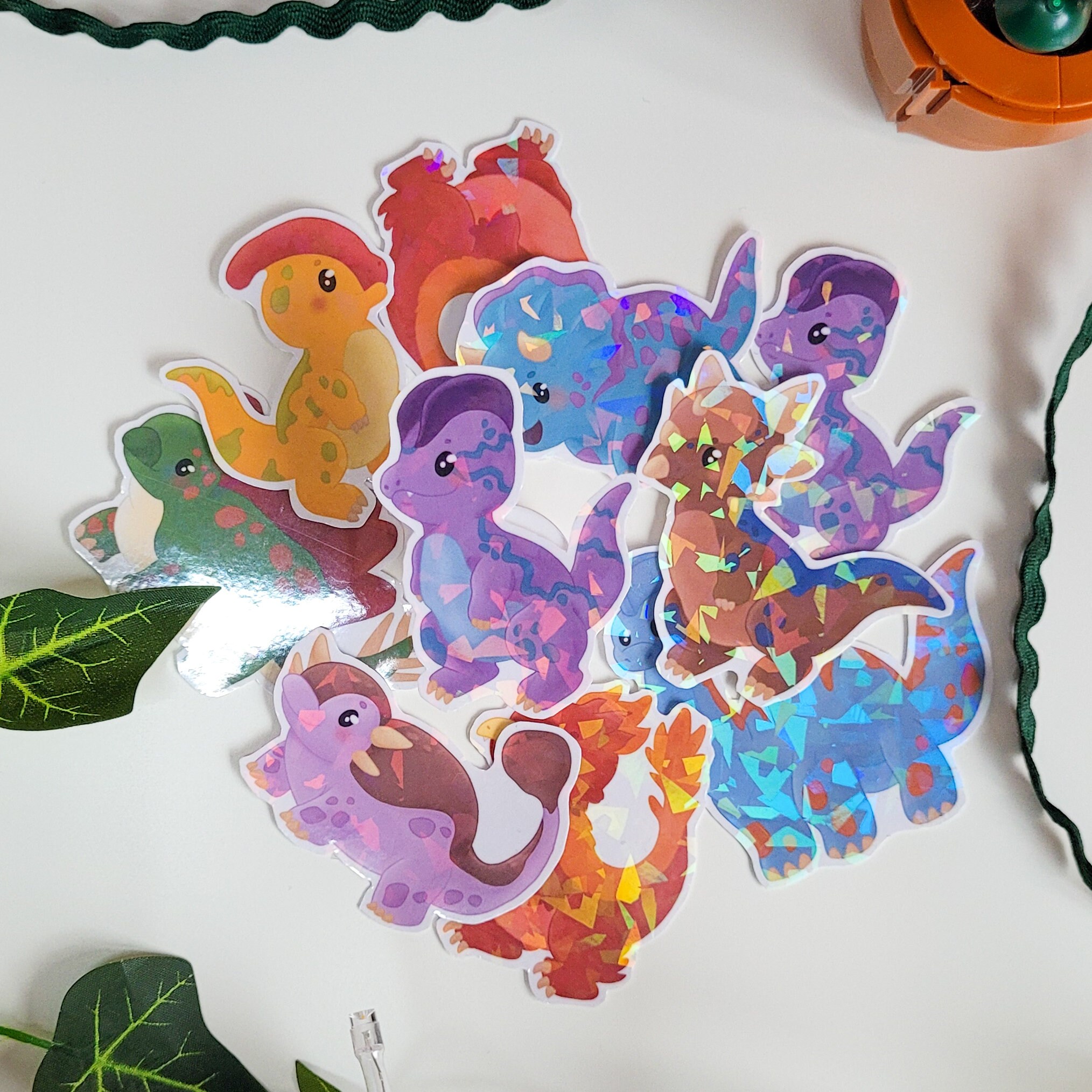 Dinosaur Stickers, Holographic Dinosaur Die Cut Stickers, Cute ...
