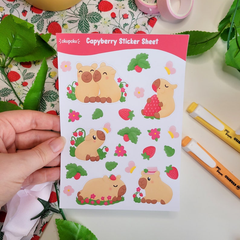 Capybara Berry Planner Stickers, 23 Piece Sticker Sheet - Etsy