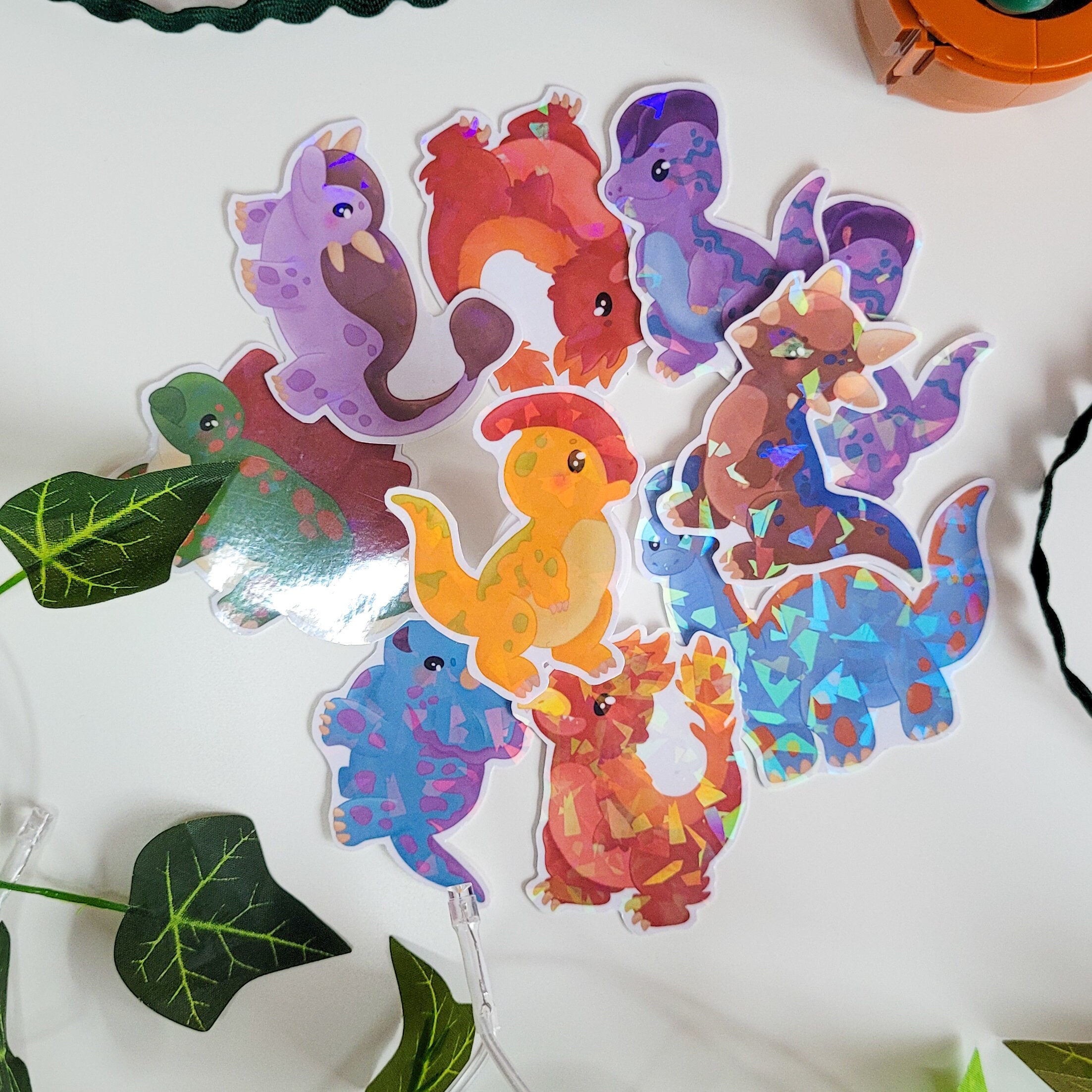 Dinosaur Stickers, Holographic Dinosaur Die Cut Stickers, Cute ...