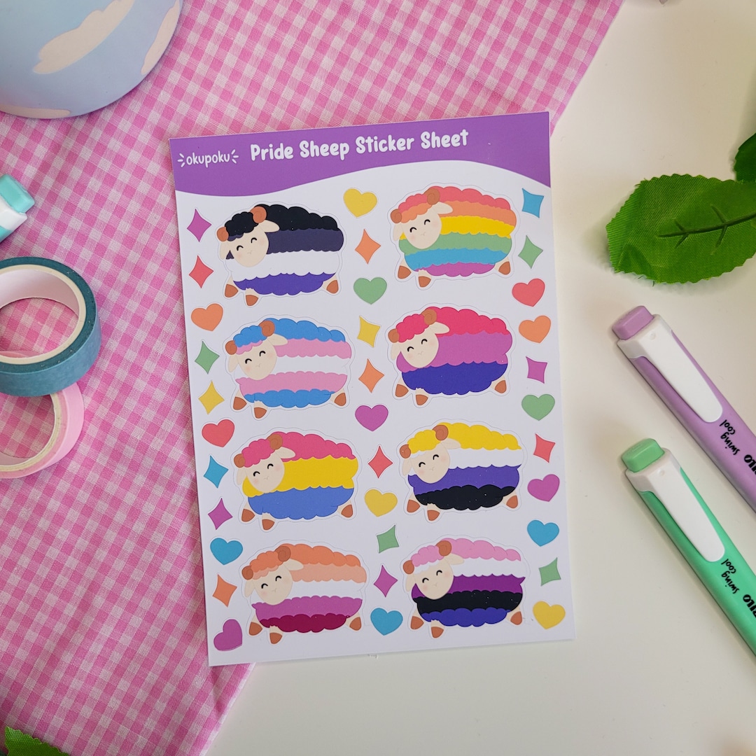 Pride Sheep Sticker Sheet, Cute Planner Sticker Sheet, Kiss Cut Sticker ...