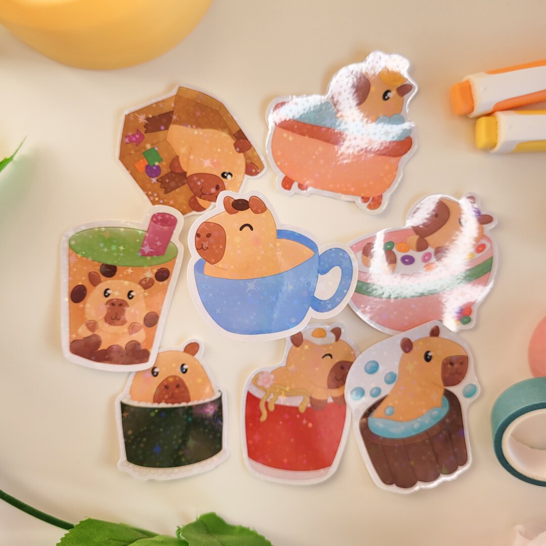 Capybaras in Things Stickers, Holographic Capybara Stickers - Etsy