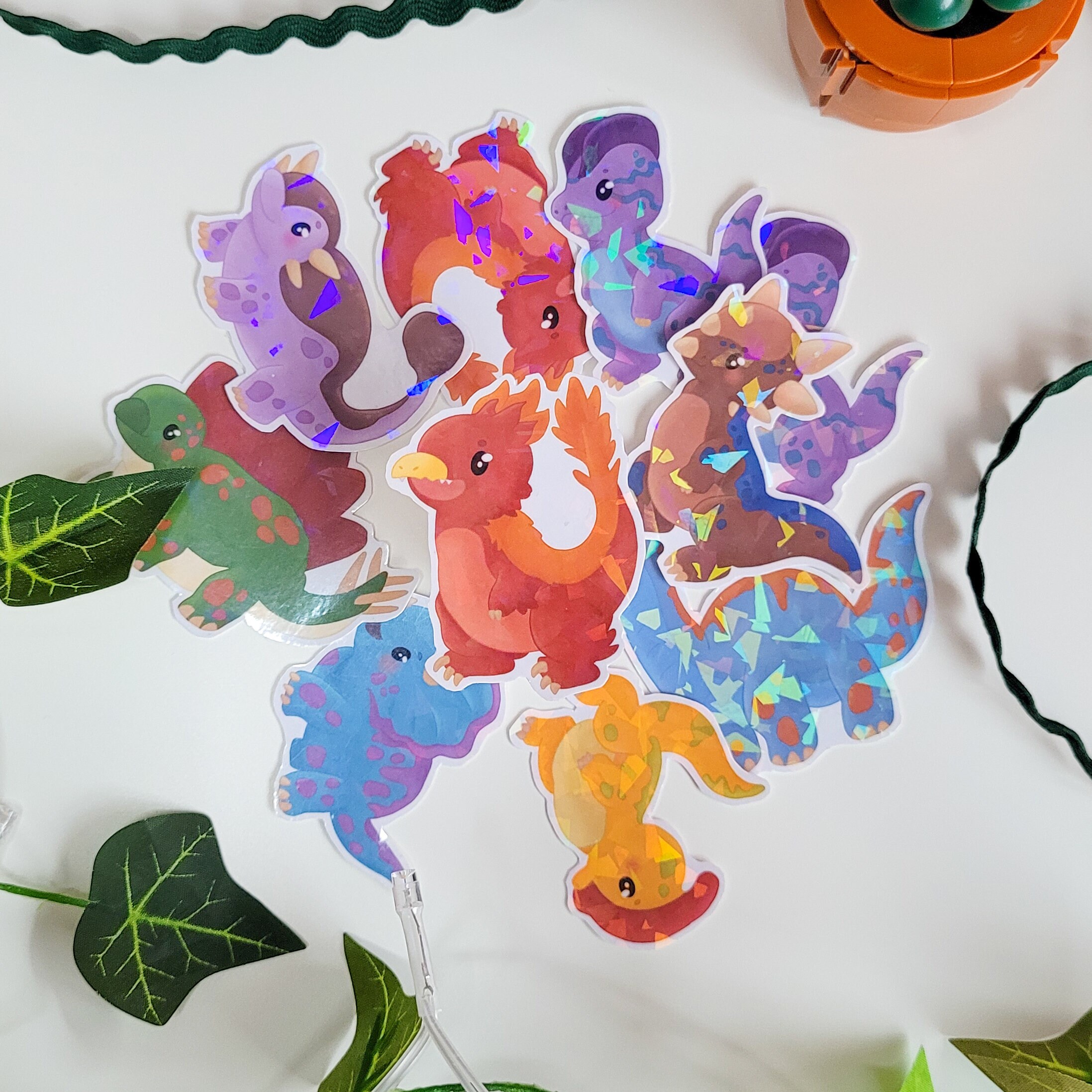 Dinosaur Stickers, Holographic Dinosaur Die Cut Stickers, Cute ...
