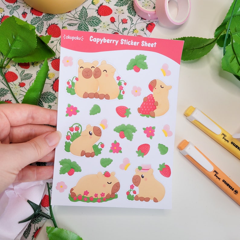 Capybara Berry Planner Stickers, 23 Piece Sticker Sheet - Etsy