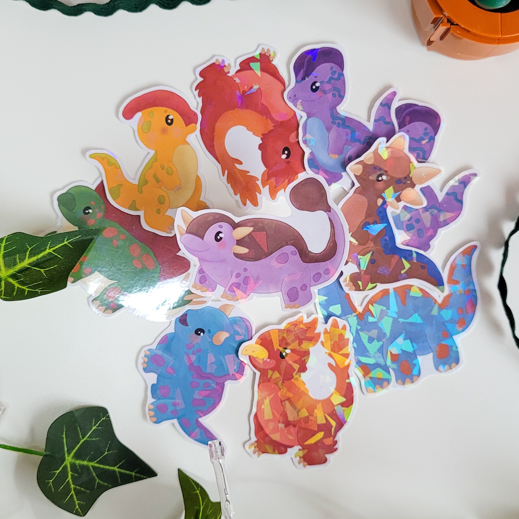 Dinosaur Stickers, Holographic Dinosaur Die Cut Stickers, Cute ...