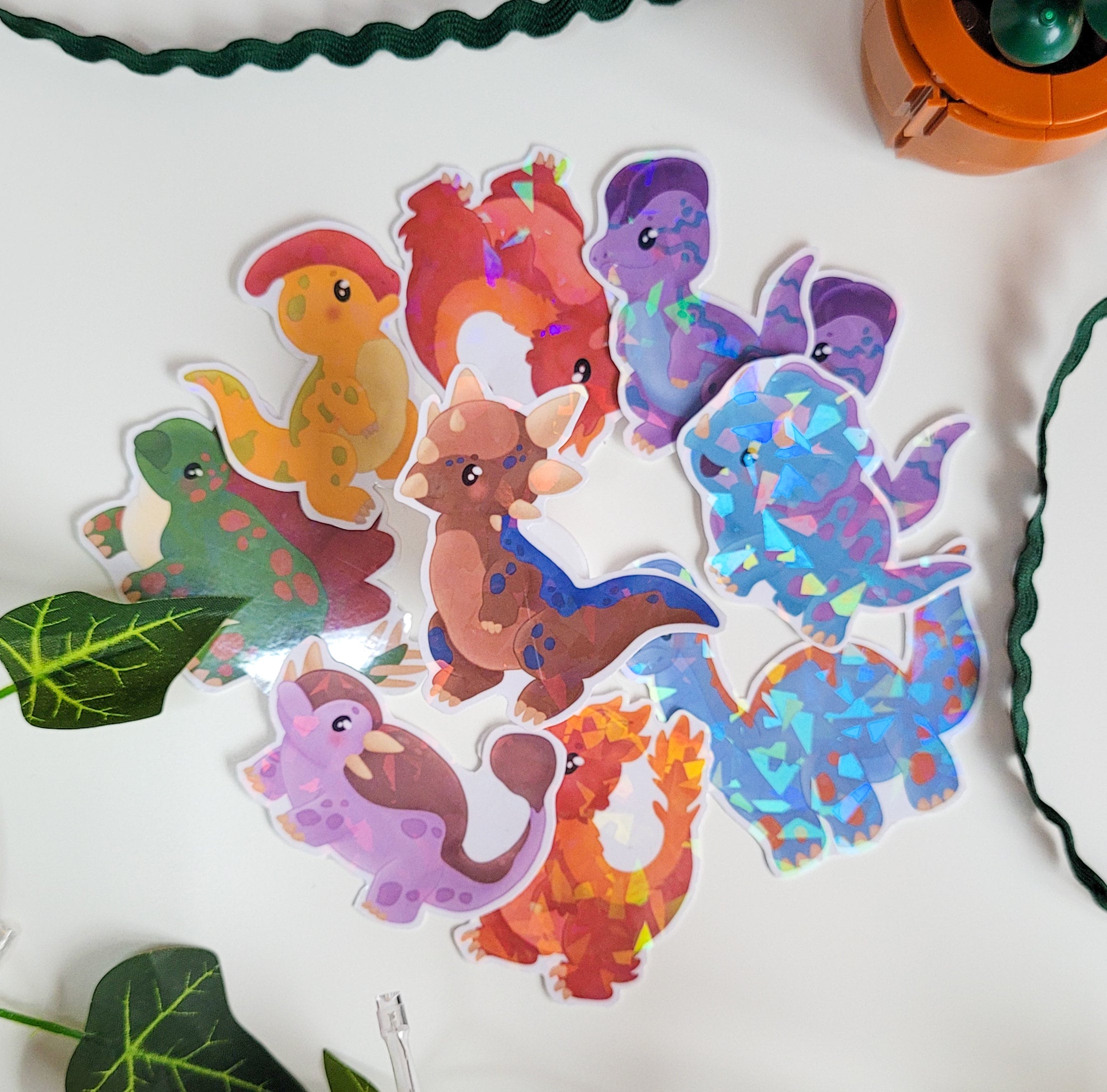 Dinosaur Stickers, Holographic Dinosaur Die Cut Stickers, Cute ...