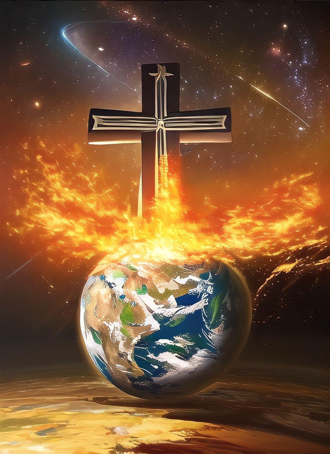 Burning Cross Poster - Etsy