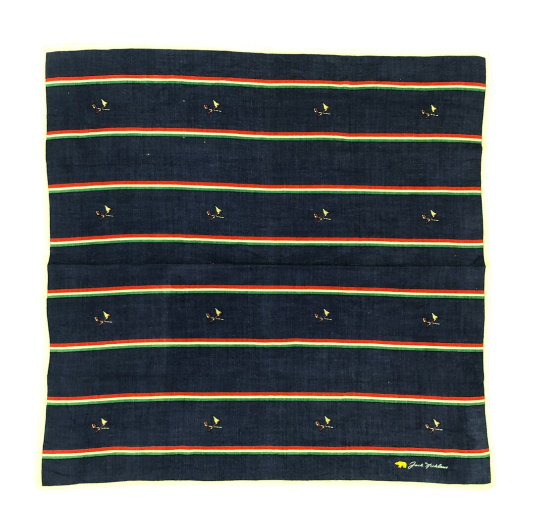 Vintage Jack Nicklaus Golf Pattern Handkerchief Neckerchief Pocket ...
