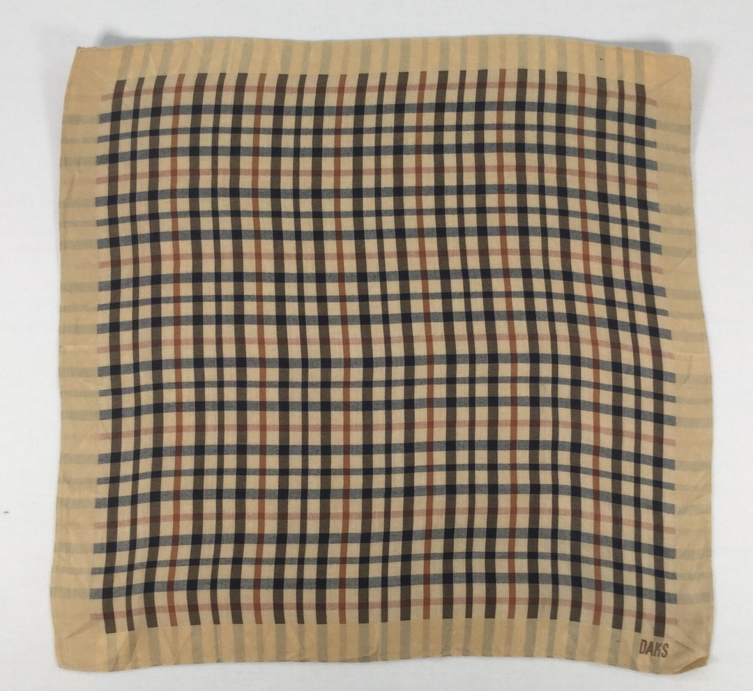 Vintage Daks London Nova Checkered Handkerchief Brown Neckerchief ...