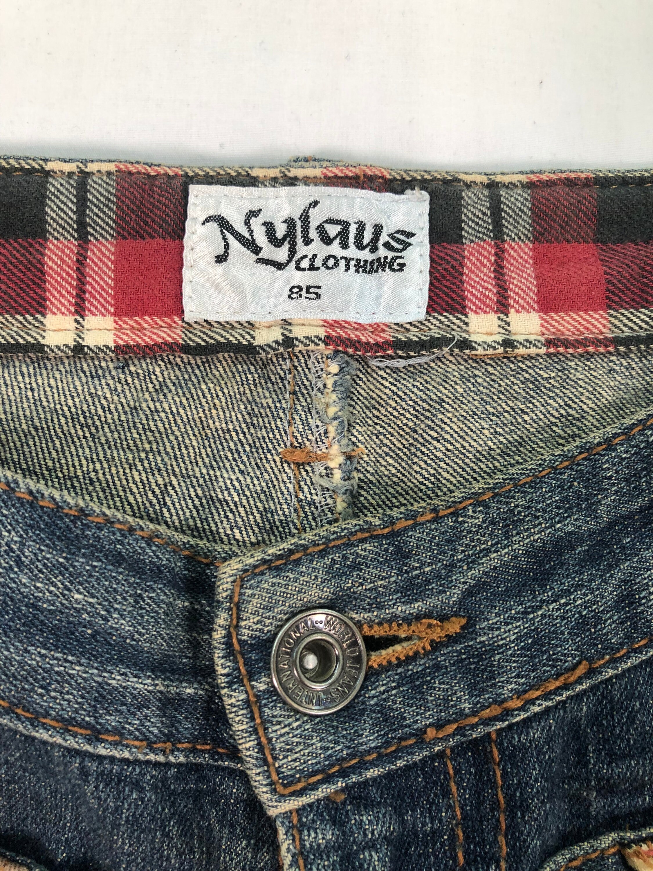Vintage NYLAUS Jeans Double Waist Jeans Stone Washed Thunder Jeans Blue Denim Waist 32 Unisex ...