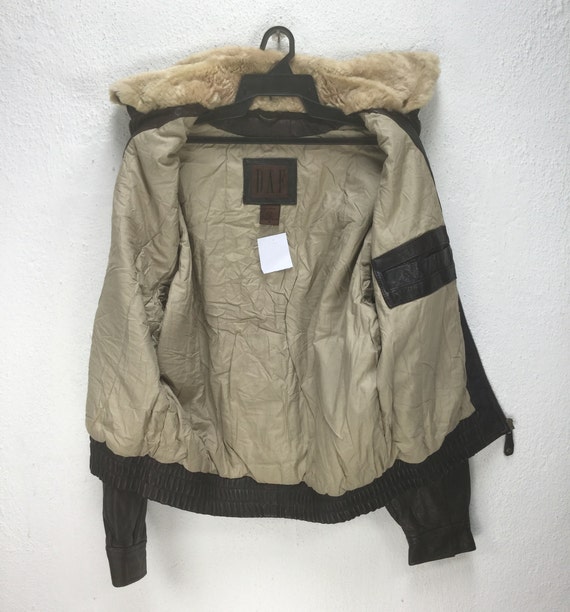 Vintage Daf Leather Jacket Pilot Jacket Fleece Collar… - Gem
