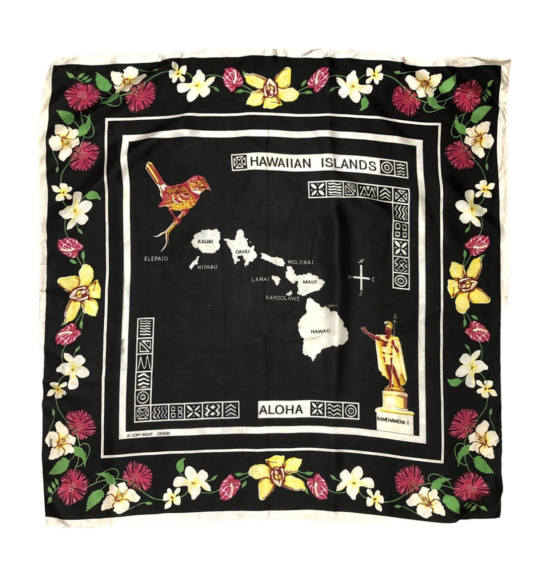 Vintage Hawaiian Island Novelty Scarf Neck Scarf Neckwear Head Scarf ...