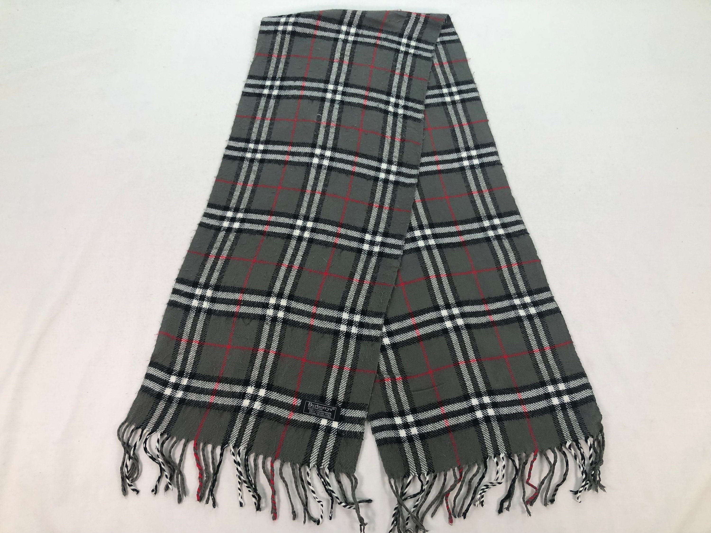 Vintage Burberry Green Classic Check Scarf Muffler Lambswool Neck Scarf ...