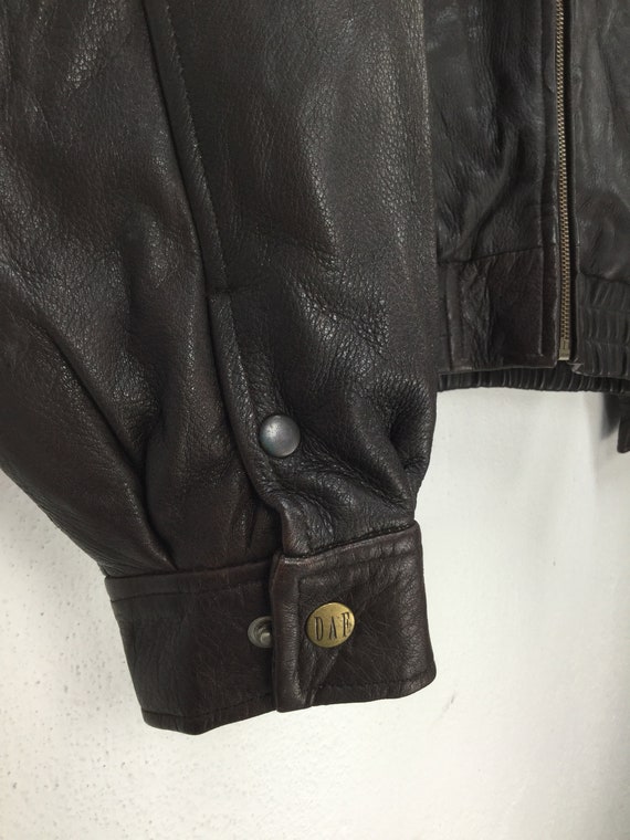 Vintage Daf Leather Jacket Pilot Jacket Fleece Collar… - Gem