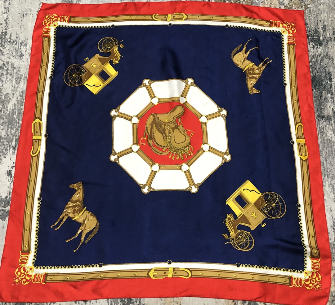 Vintage Horse Drawn Wagon Silk Scarf: Baroque Equestrian Print - Etsy