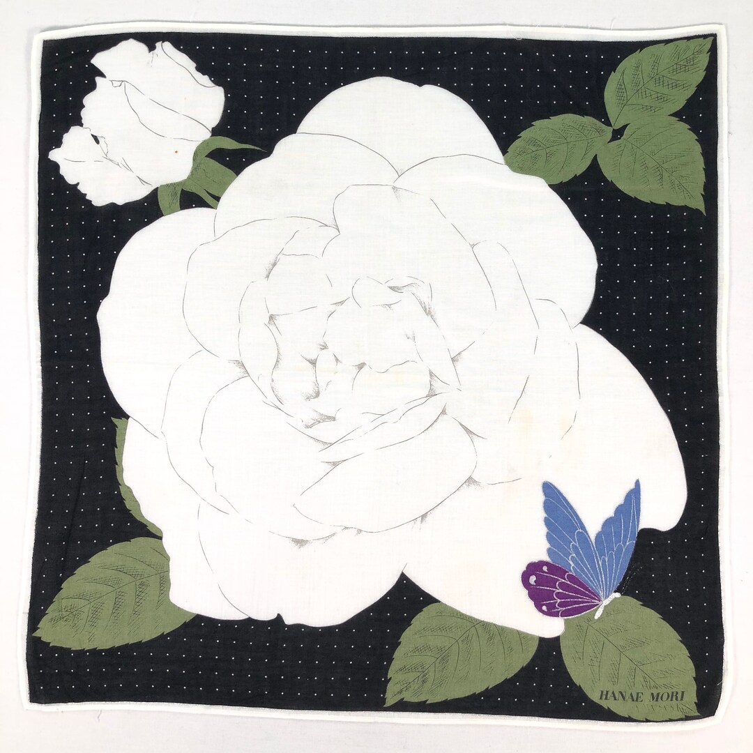 Vintage Hanae Mori Roses Handkerchief, Floral Neckerchief, Flowers ...