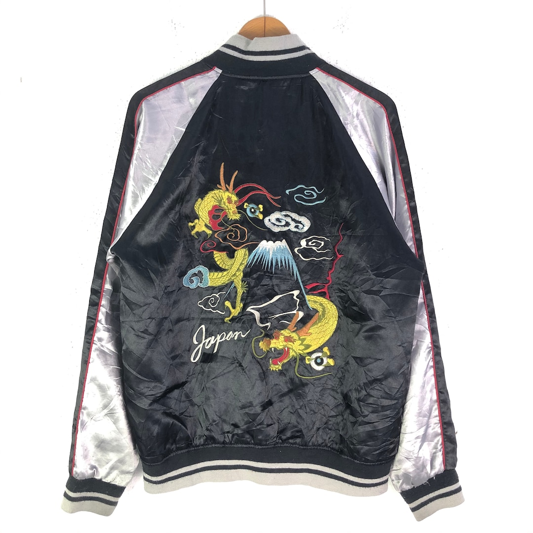 Vintage Sukajan Dragon Fuji Mountain Motive Jacket Medium Japan ...