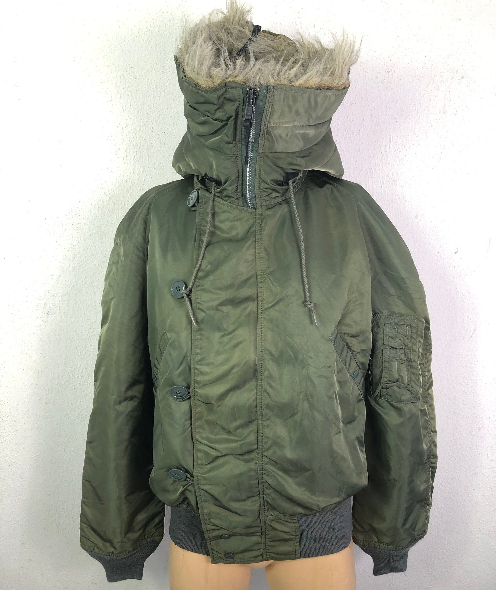 Vintage Alpha Industries N2b Jacket Military Army Cold Weather Bomber Green Winter Jacket Made ...