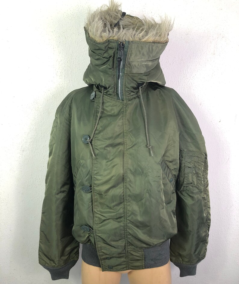 Vintage Alpha Industries N2b Jacket Military Army Cold Weather Bomber Green Winter Jacket Made ...