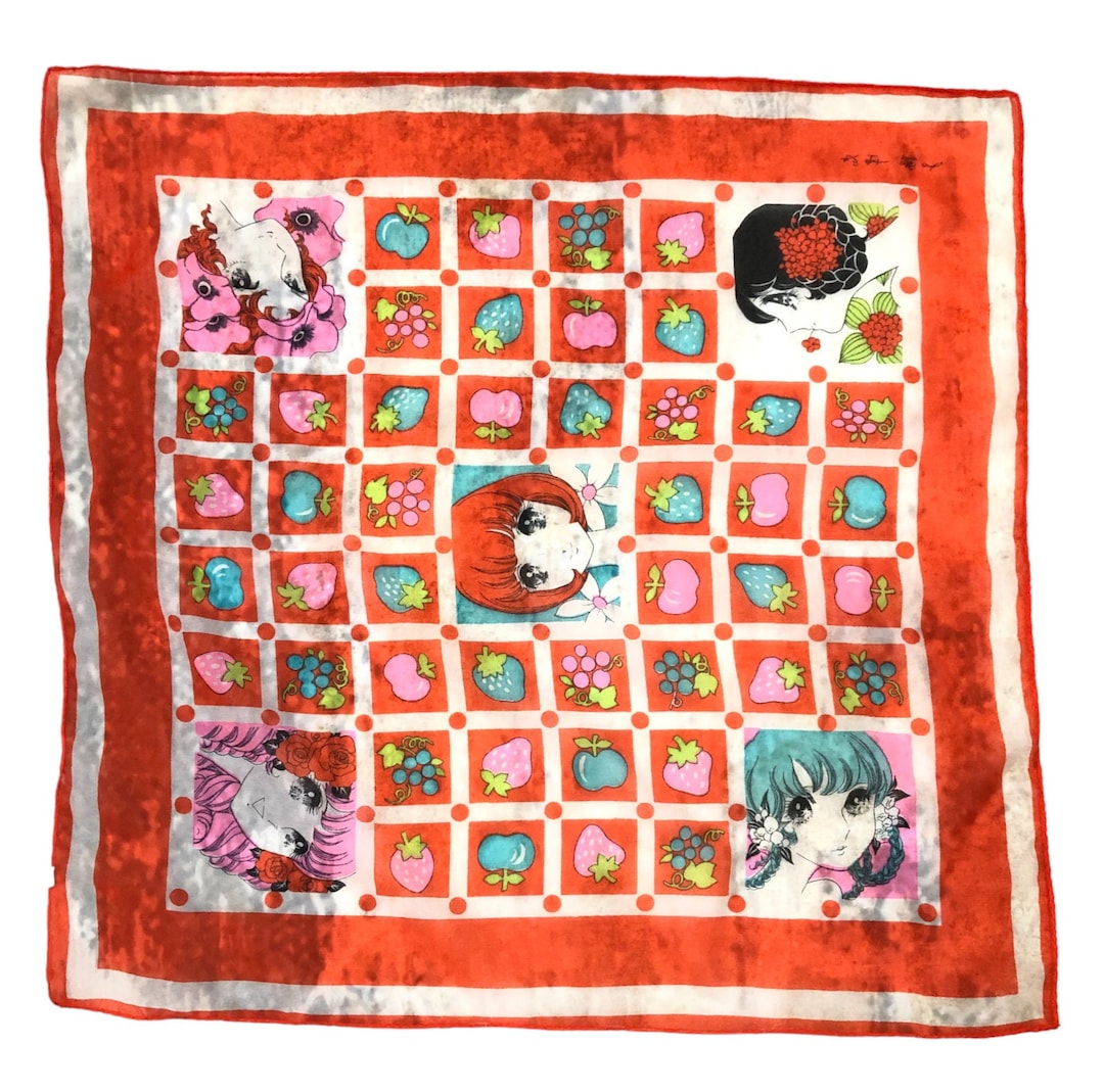 Vintage Japanese Cartoon Art Handkerchief Neckerchief Pocket Square ...