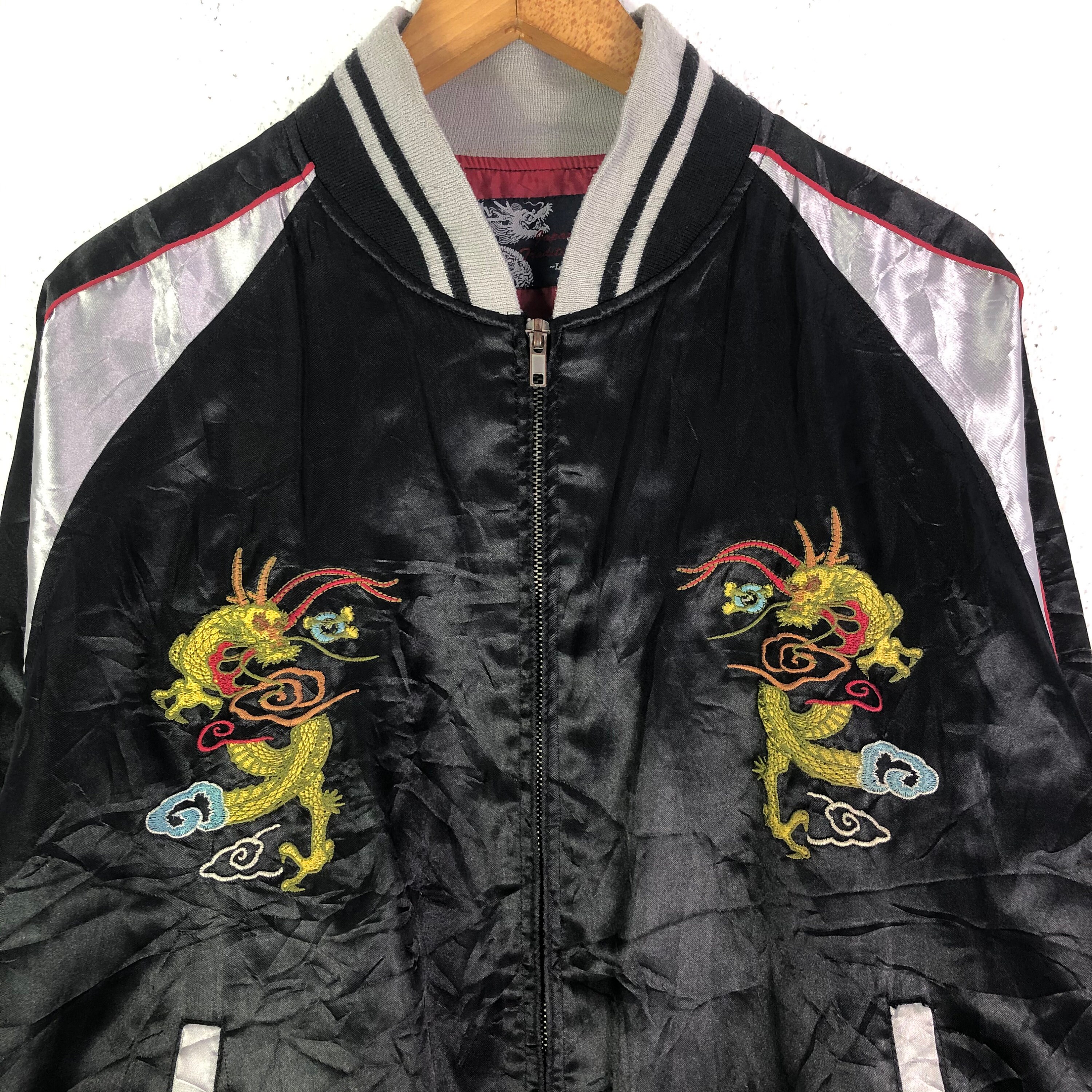 Vintage Sukajan Dragon Fuji Mountain Motive Jacket Medium Japan ...