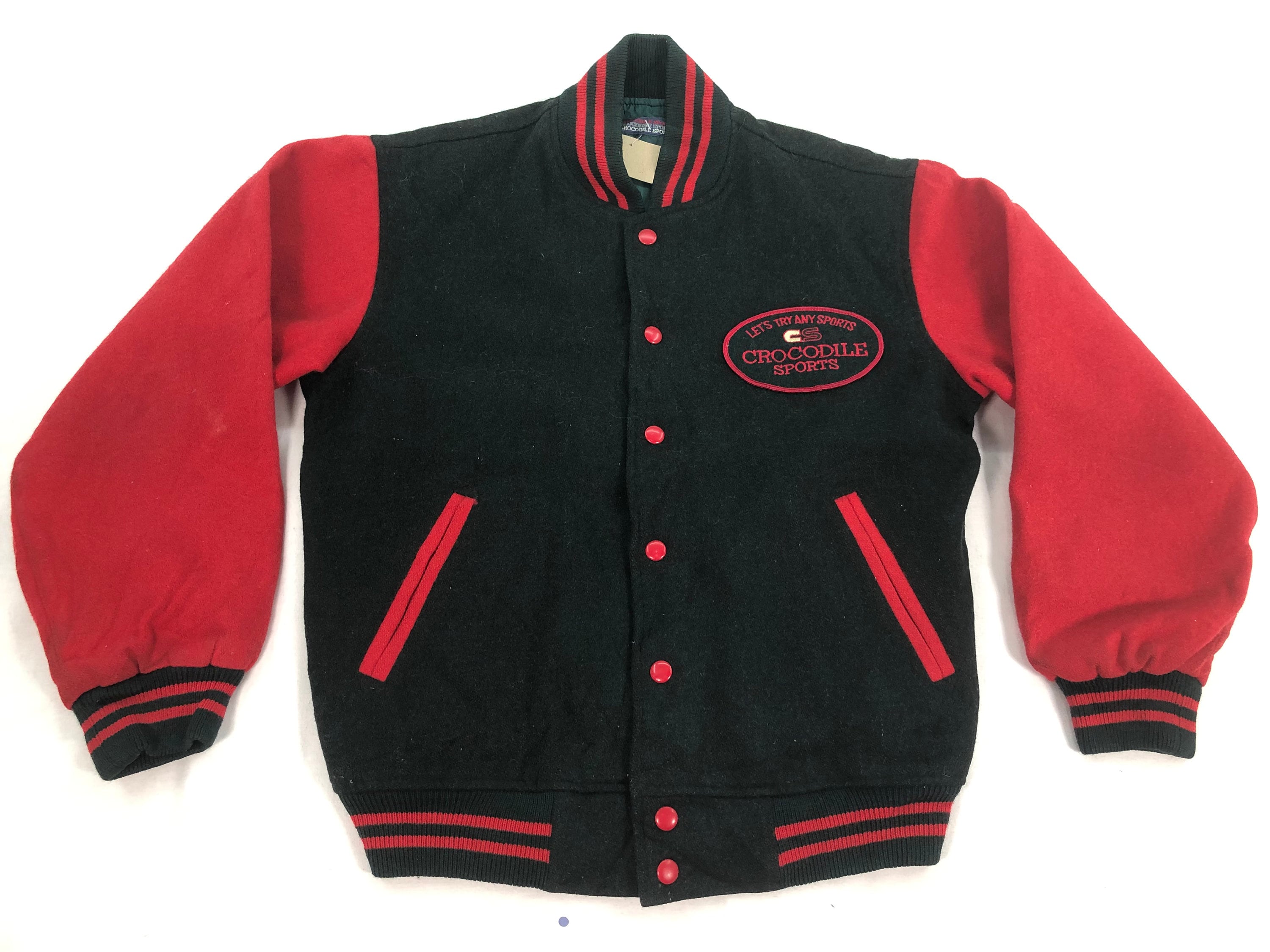 Vintage Crocodile Sports Wool Varsity Jacket: Red & Black, Size M - Etsy