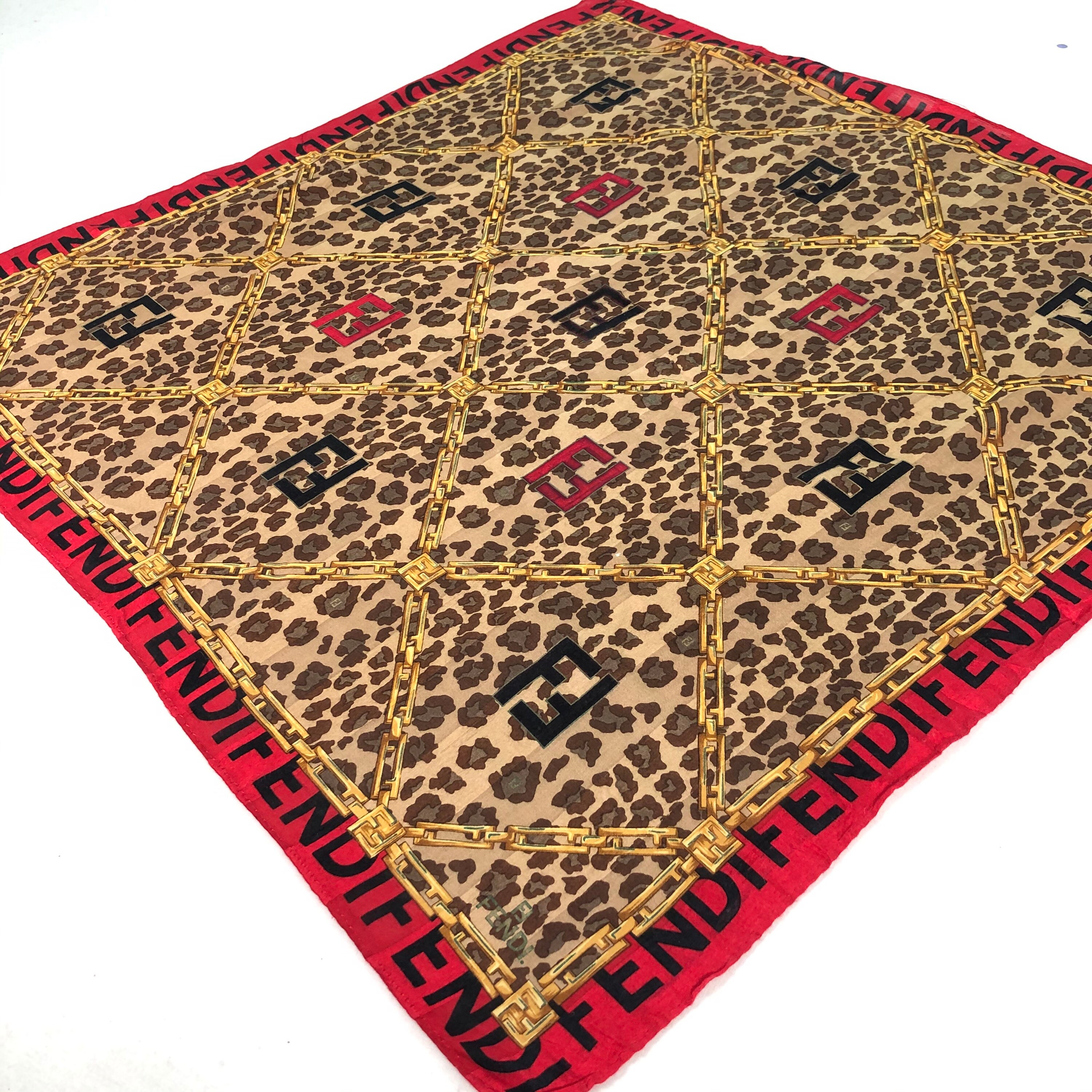 Vintage Fendi Leopard Pattern Handkerchief Fendi Neckerchief Pocket ...