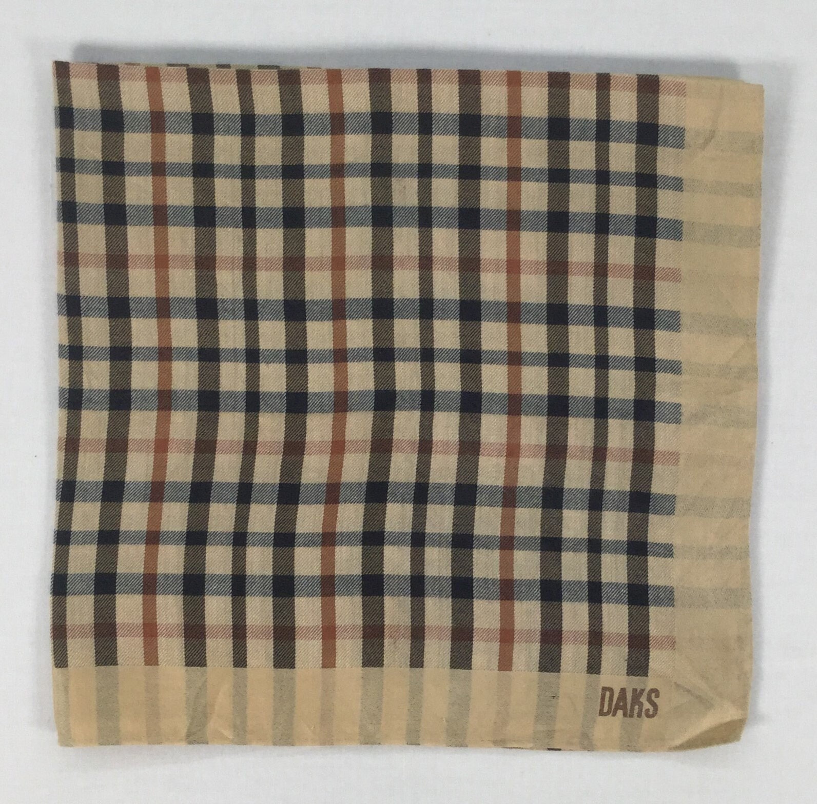 Vintage Daks London Nova Check Handkerchief: Brown Checkered ...