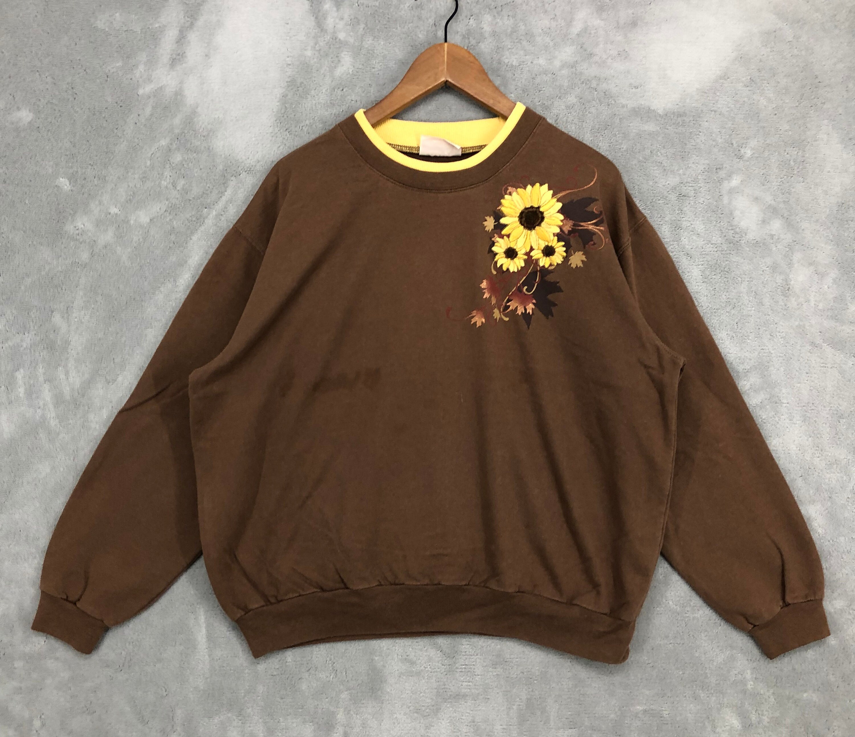 Vintage Morning Sun Flower Embroidery Sweatshirt Sun Flowercrewneck ...