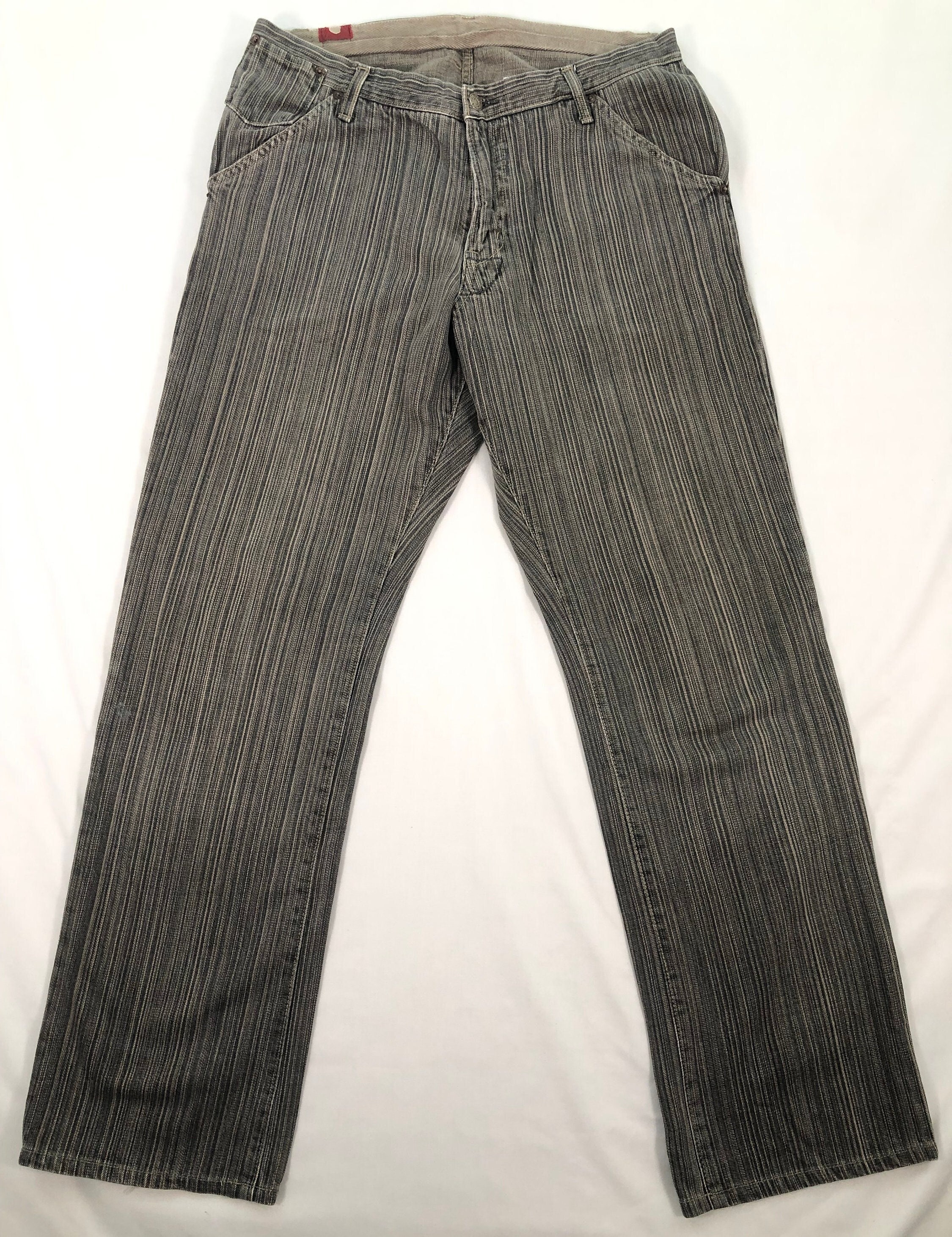 Vintage Blue Way Striped Jeans Hickory Pants Casual Pants Workwear ...