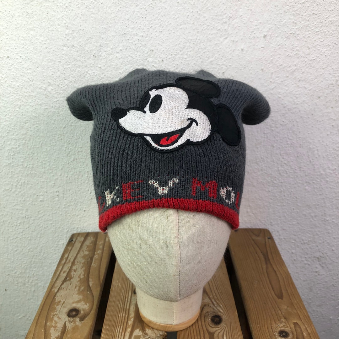 Vintage Disney Mickey Mouse Beanie Hat Mickey Mouse Ear Hat Winter Hat ...