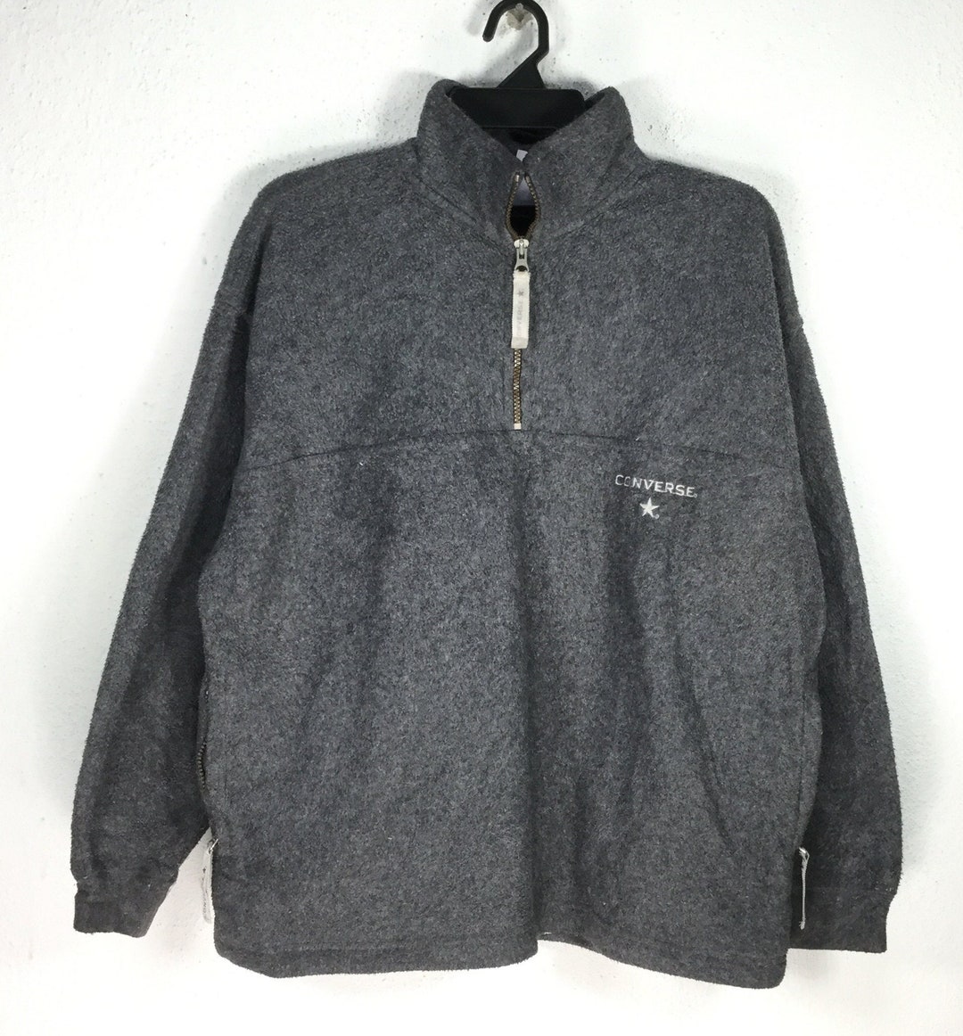 Vintage Converse Half Zipper Fleece Sweater Converse Gray Sweatshirt ...