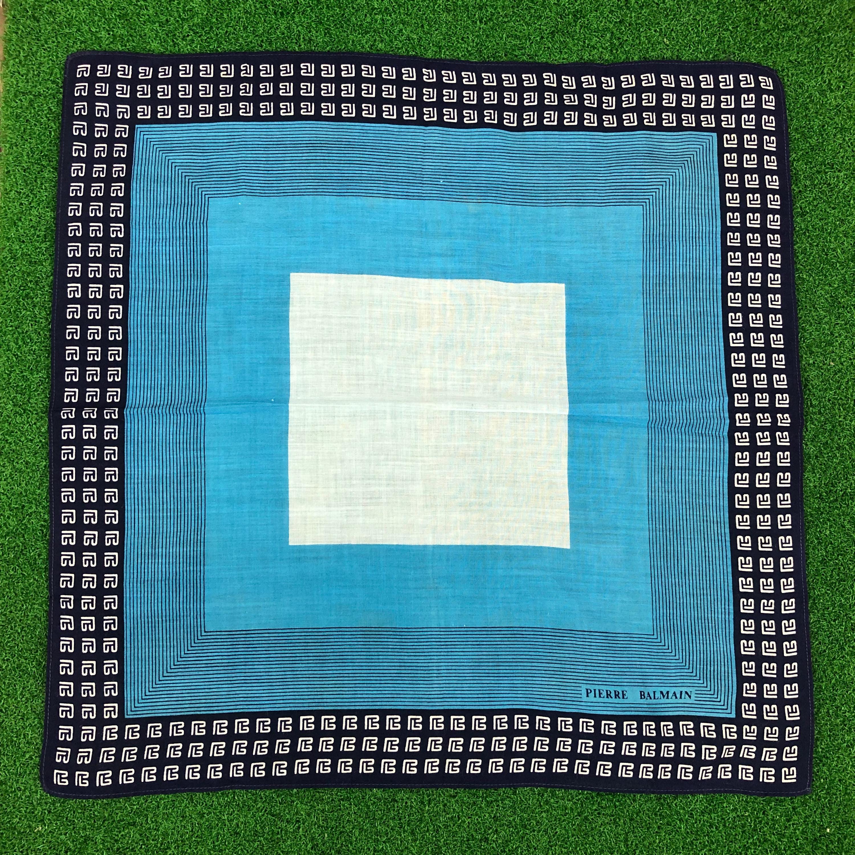 Vintage Pierre Balmain Cotton Handkerchief Blue , Neckerchief, Pocket ...