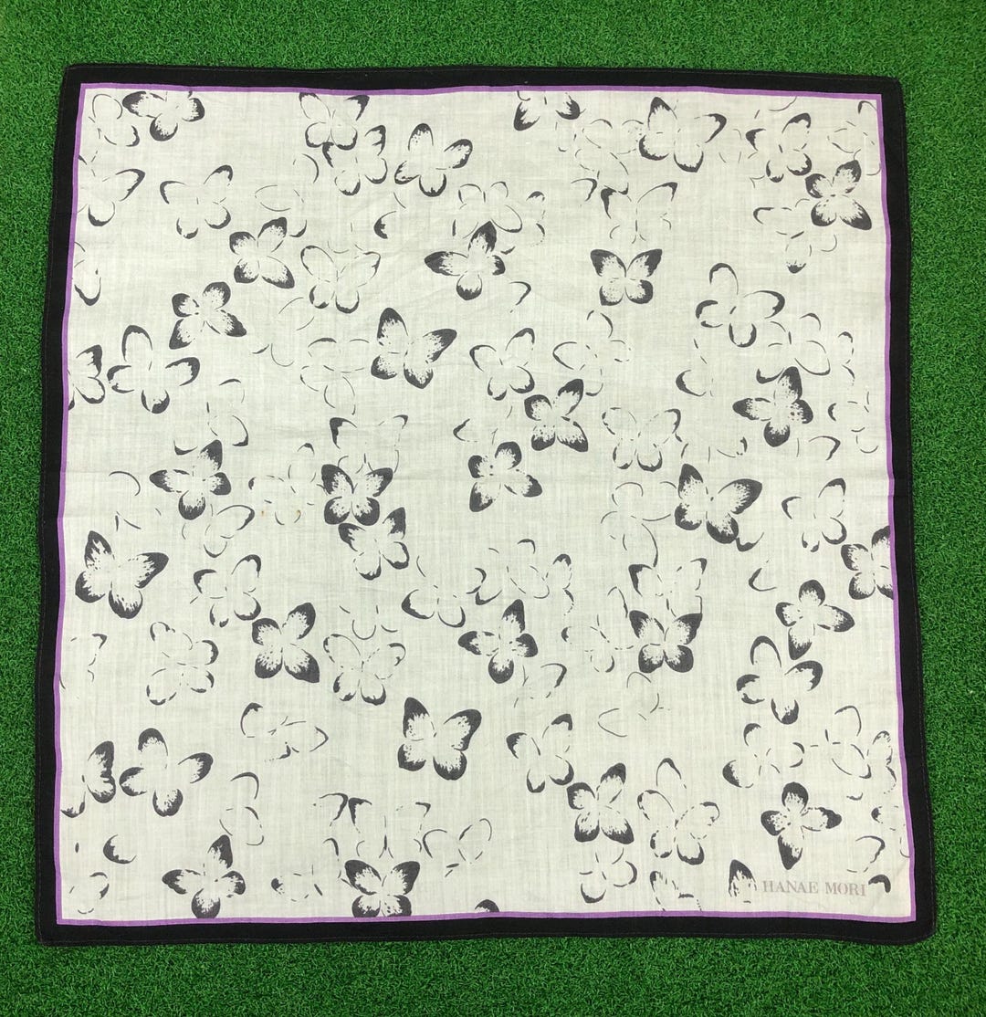 Vintage Hanae Mori Silk Handkerchief: Butterfly Paisley Floral ...