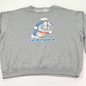 Doraemon Sweatshirt Anime Crewneck Gray Doraemon Sweater Cat Jumper ...