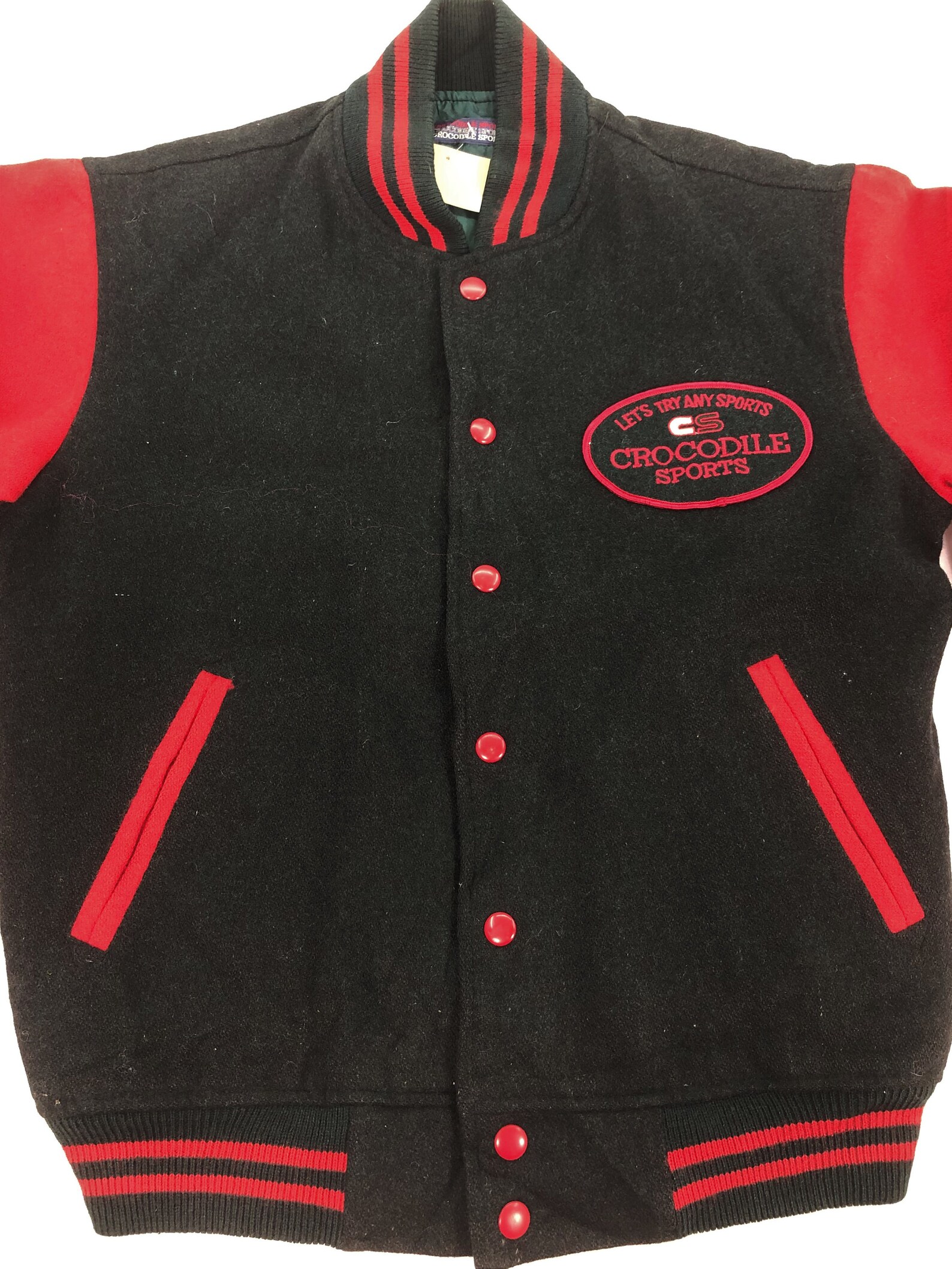 Vintage Crocodile Sports Wool Varsity Jacket: Red & Black, Size M - Etsy