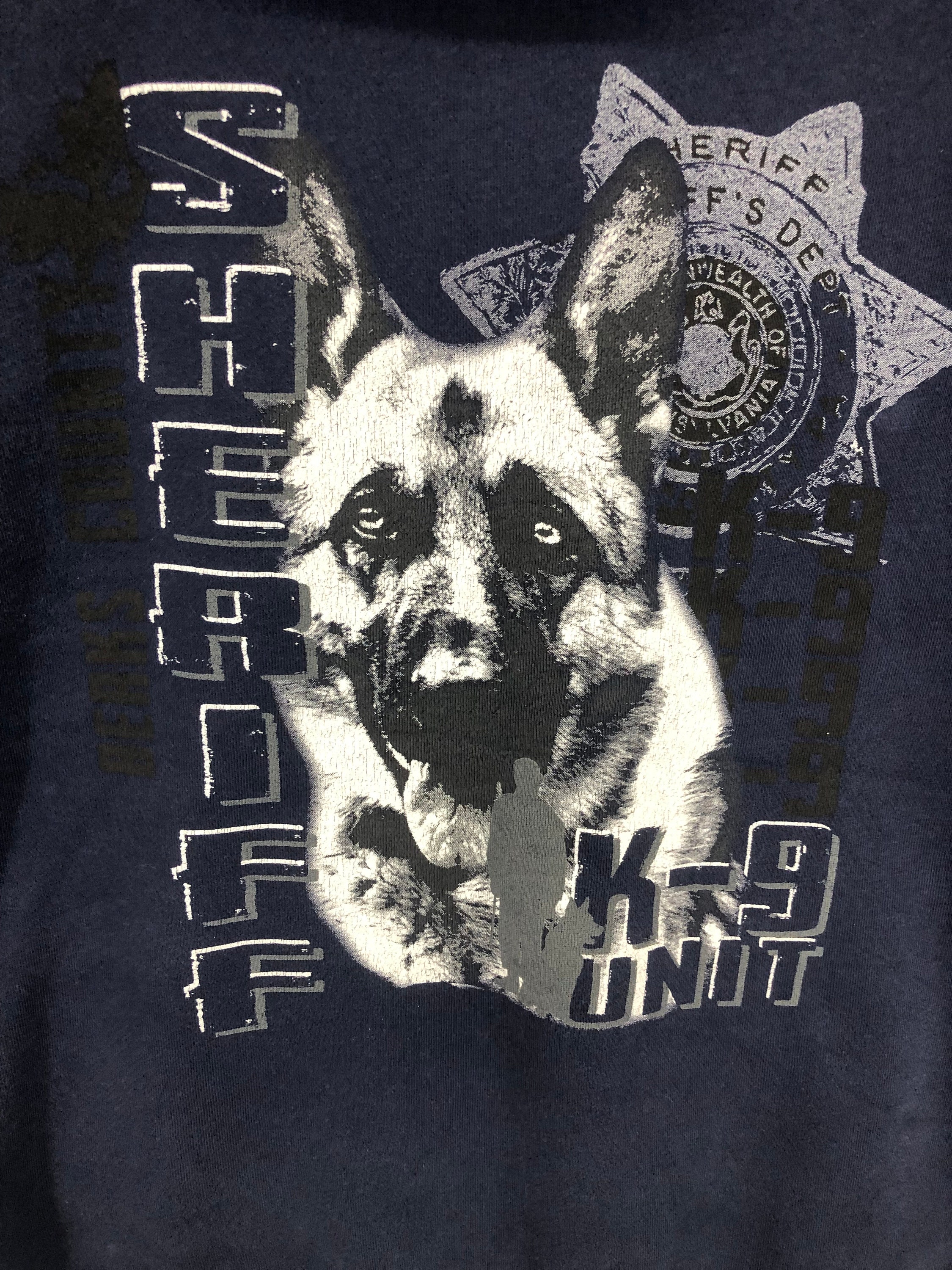 Vintage Sheriff K9 German Sherpherd Hoodie Sweatshirt Dog Print Blue ...