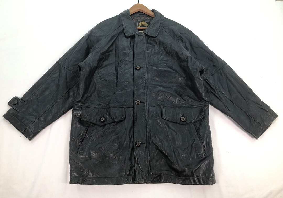 Vintage Urban Express Black Leather Jacket - 90s Retro Size M - Etsy