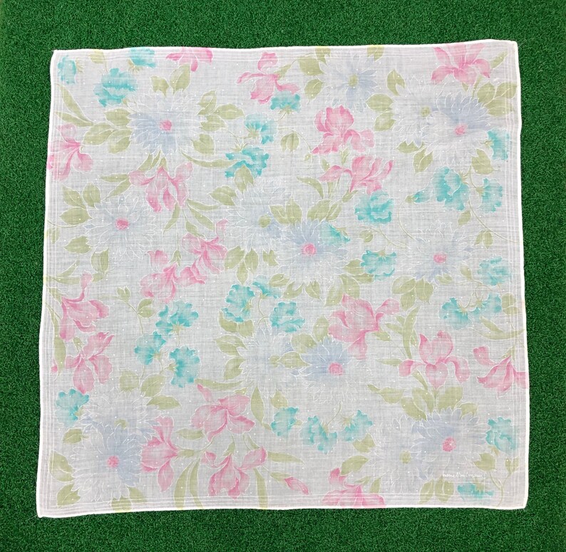 Vintage Pierre Balmain Floral Handkerchief Flowers Neckerchief Pocket ...