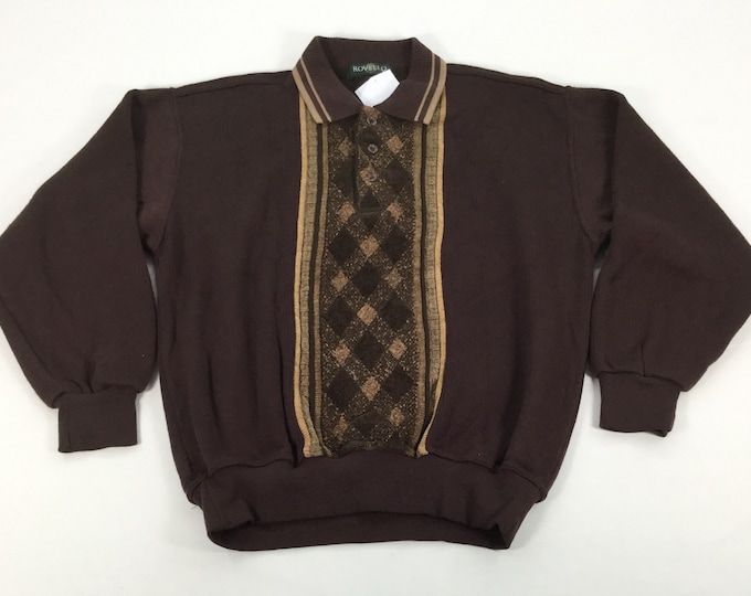 Vintage 90s Rovello Collared Sweatshirt Classic Retro Sweater Dad ...