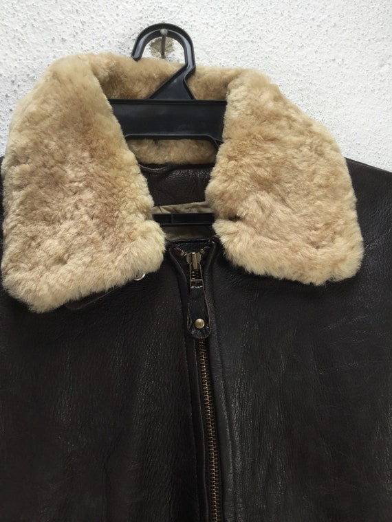 Vintage Daf Leather Jacket Pilot Jacket Fleece Collar… - Gem