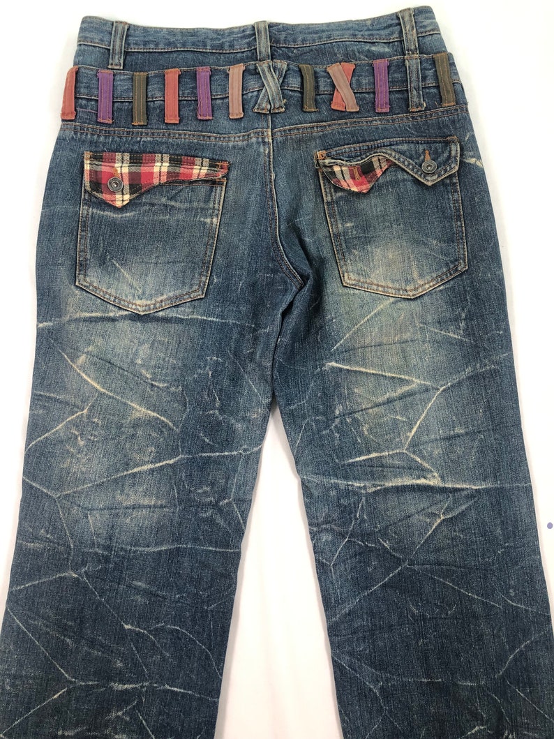 Vintage NYLAUS Jeans Double Waist Jeans Stone Washed Thunder Jeans Blue Denim Waist 32 Unisex ...